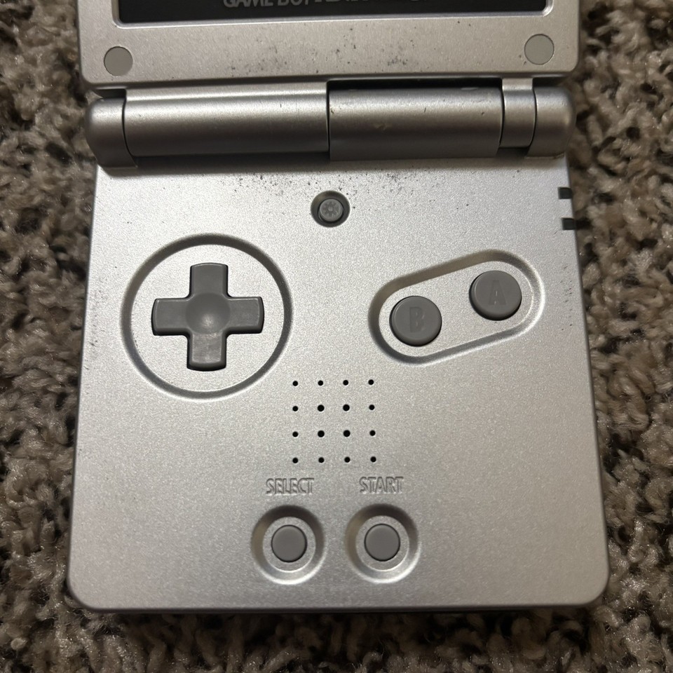 Nintendo GameBoy Advance SP SIlver Grey AGS-001 Bundle Charger Mario ...