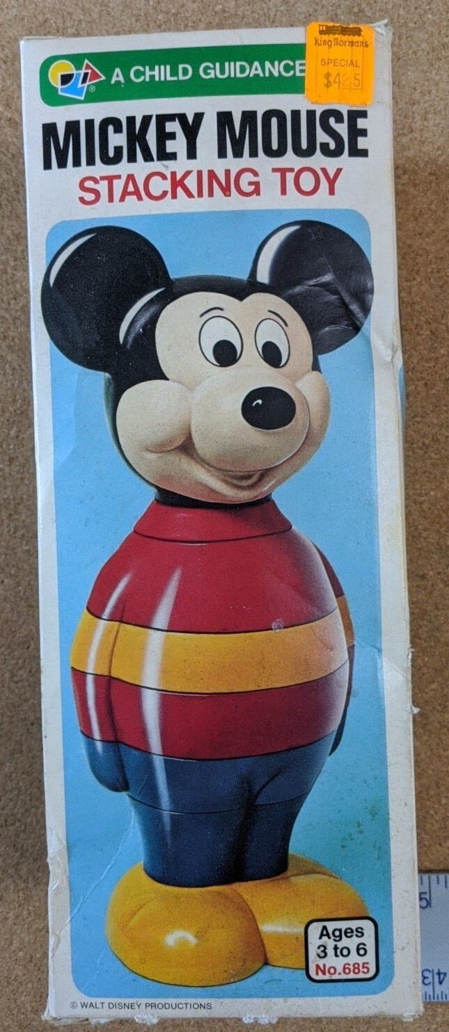 Vintage Mickey Mouse Plastic Stacking Toy Puzzle Walt Disney New NIB ...