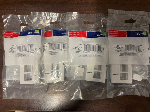 4x Leviton 49910-SW4 4-port modular faceplate w/ ID Window | eBay
