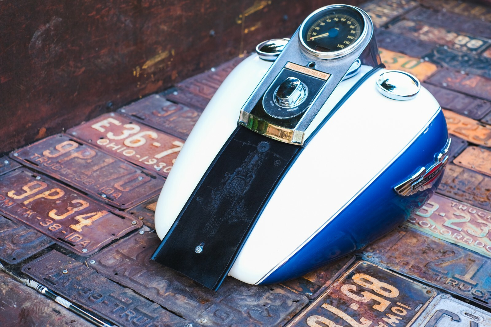 Harley Davidson Leather Fuel Gas Tank Panel Bib Black Old School ...