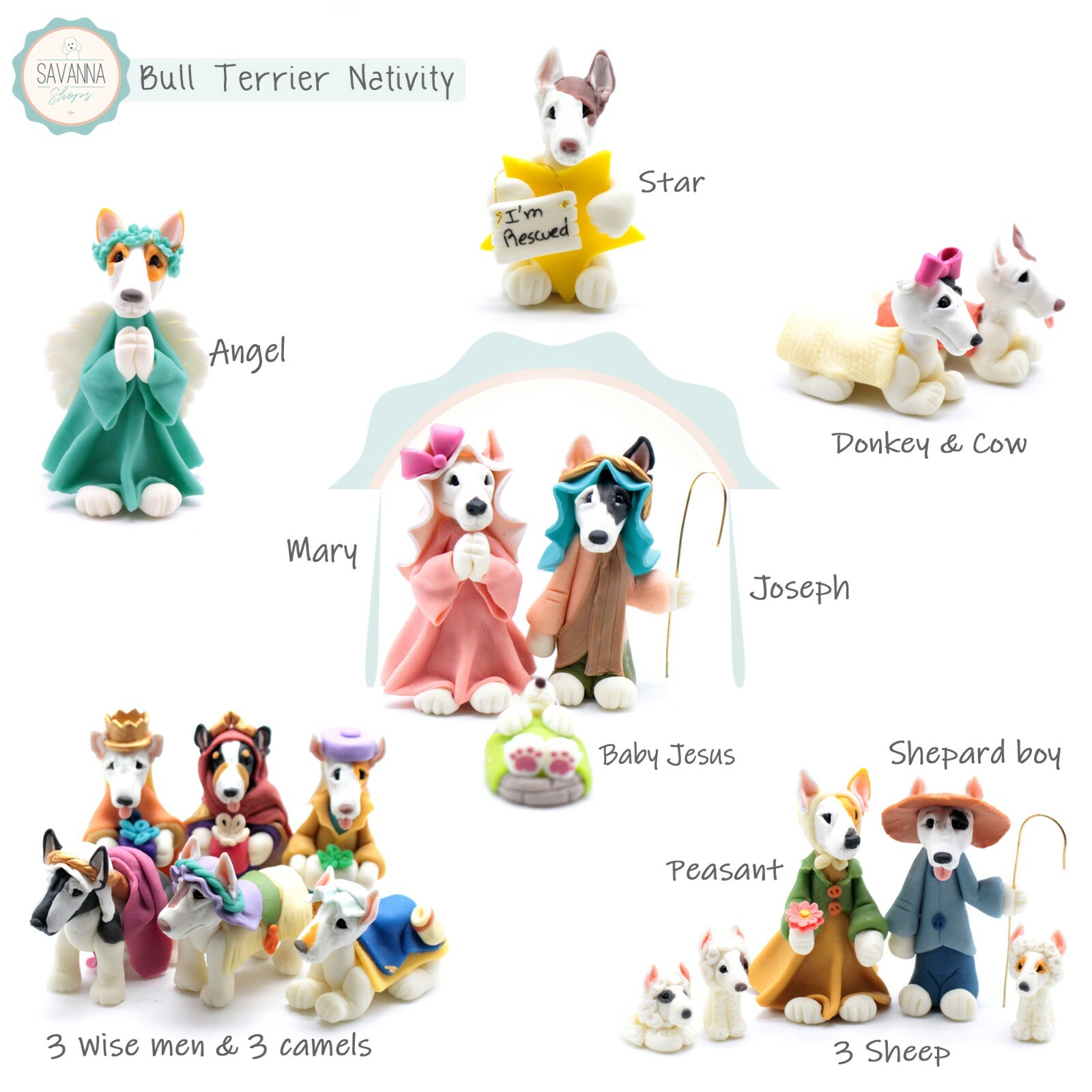 SAVANNASHOPS Dog Nativity Bull Terrier Gifts - Nativity Sets - Dog ...