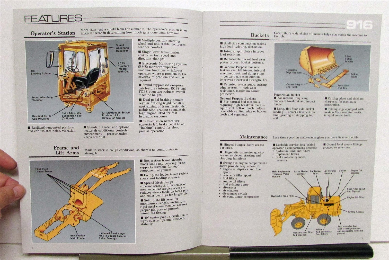 1987 Caterpillar 916 Wheel Loader Diagrams Construction Features Sales ...