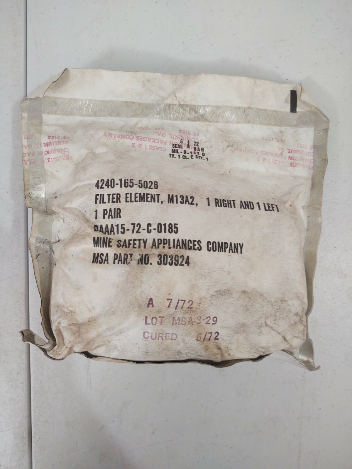 USGI Military M13A2 Gas Mask Filter Element NBC 1972 Hole in bag | eBay