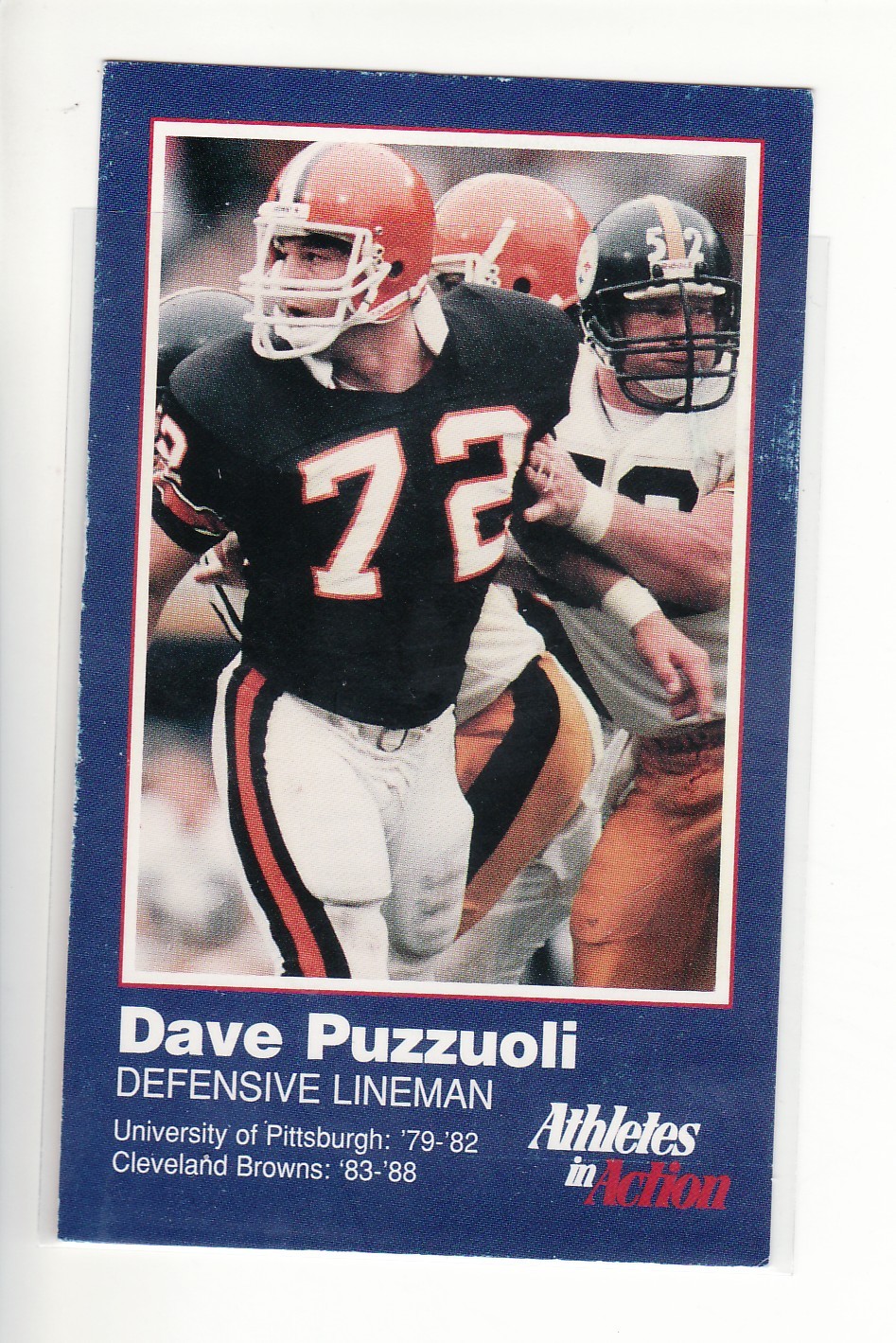 DAVE PUZZUOLI CLEVELAND BROWNS AUTOGRAPHED PAPER WITH BIO CARD | eBay