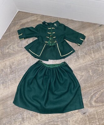 American Girl Doll Felicity Riding Outfit Green Gold Jacket Skirt ...