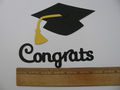 Graduation Cap With Tassel & Congrats Word Die Cut Paper Piece Handmade ...