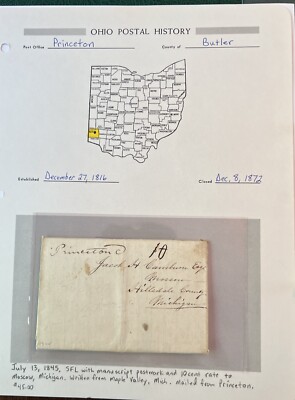 1845 SFL w/Black Manuscript Postmark & Date, Princeton, Butler County ...