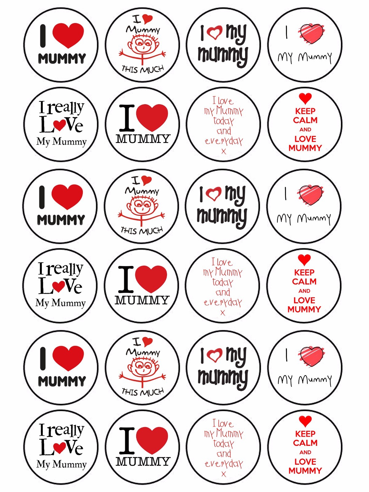 24 x Edible Mother's Day Birthday Mummy Mum Grandma Nanny Cupcake Cake ...