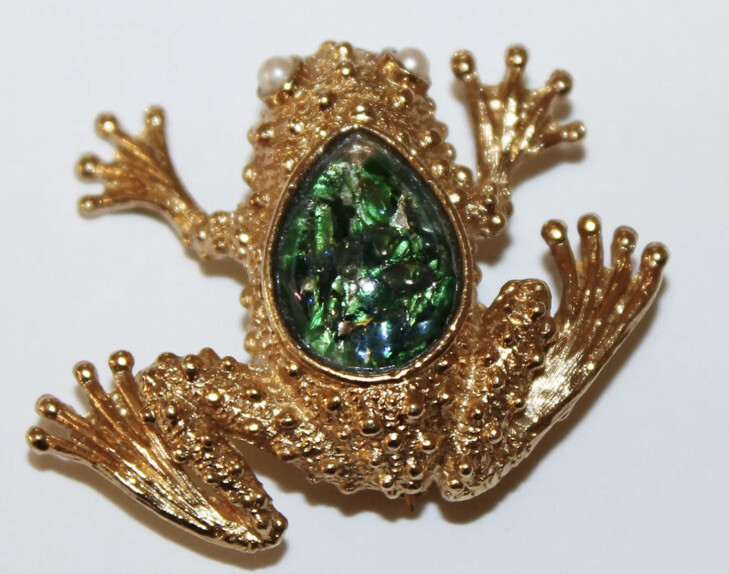 Beautiful Vtg. Rare Napier Signed Frog Brooch Pin - Gem