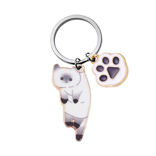 Creative Cartoon Cat Keychain Kawaii Alloy Drip Oil Animal Key Holder ...