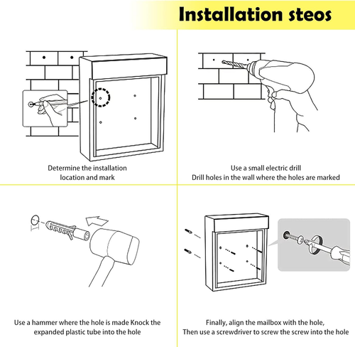 Letter Box 32 X 21.5 X 8.5Cm Post Box Wall Mounted Steel Mail Box ...