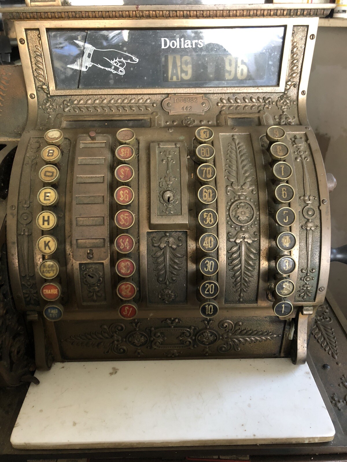 Antique 1909 Brass National Cash Register Model 442 RARE MODEL | eBay