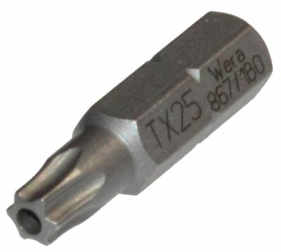 WERA SECURITY TORX TX25 (T25 WITH HOLE) 25MM HEX SCREWDRIVER BIT 867/1 ...