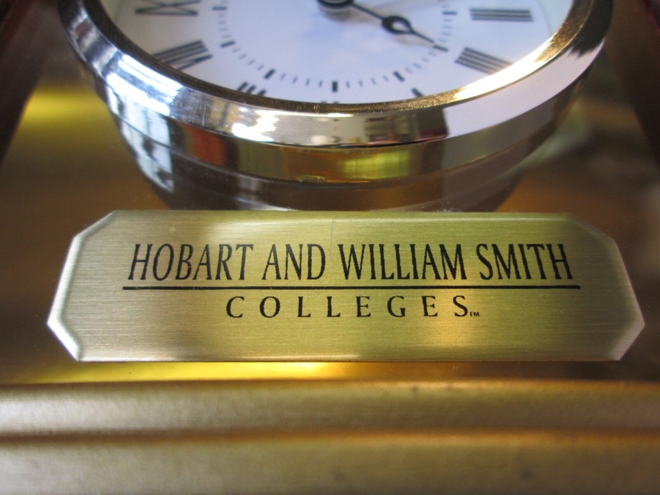 Hobart and William Smith Colleges Desk Alarm Clock Modern Glass Quartz ...