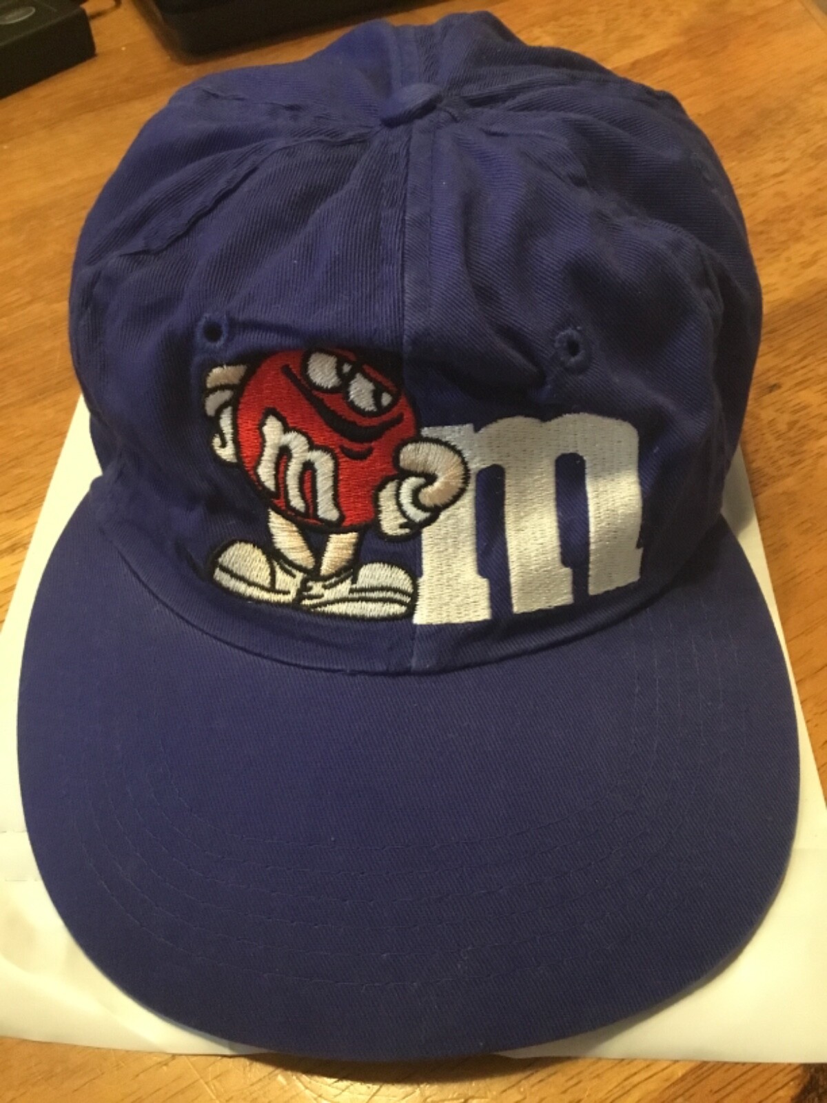 1997 VINTAGE Blue M&Ms RED Character Hat Youth Snap Back Cap | eBay