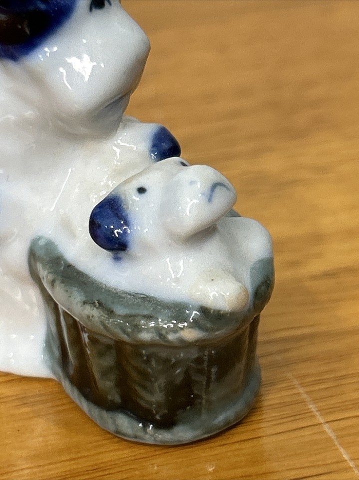 Vintage Japanese Porcelain Dog Figurine “Terrier Dog w/Puppies in a ...