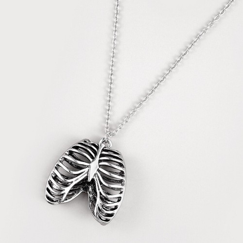 Gothic Rib Cage Necklace, Gothic Skeleton Necklace, Silver Bones ...