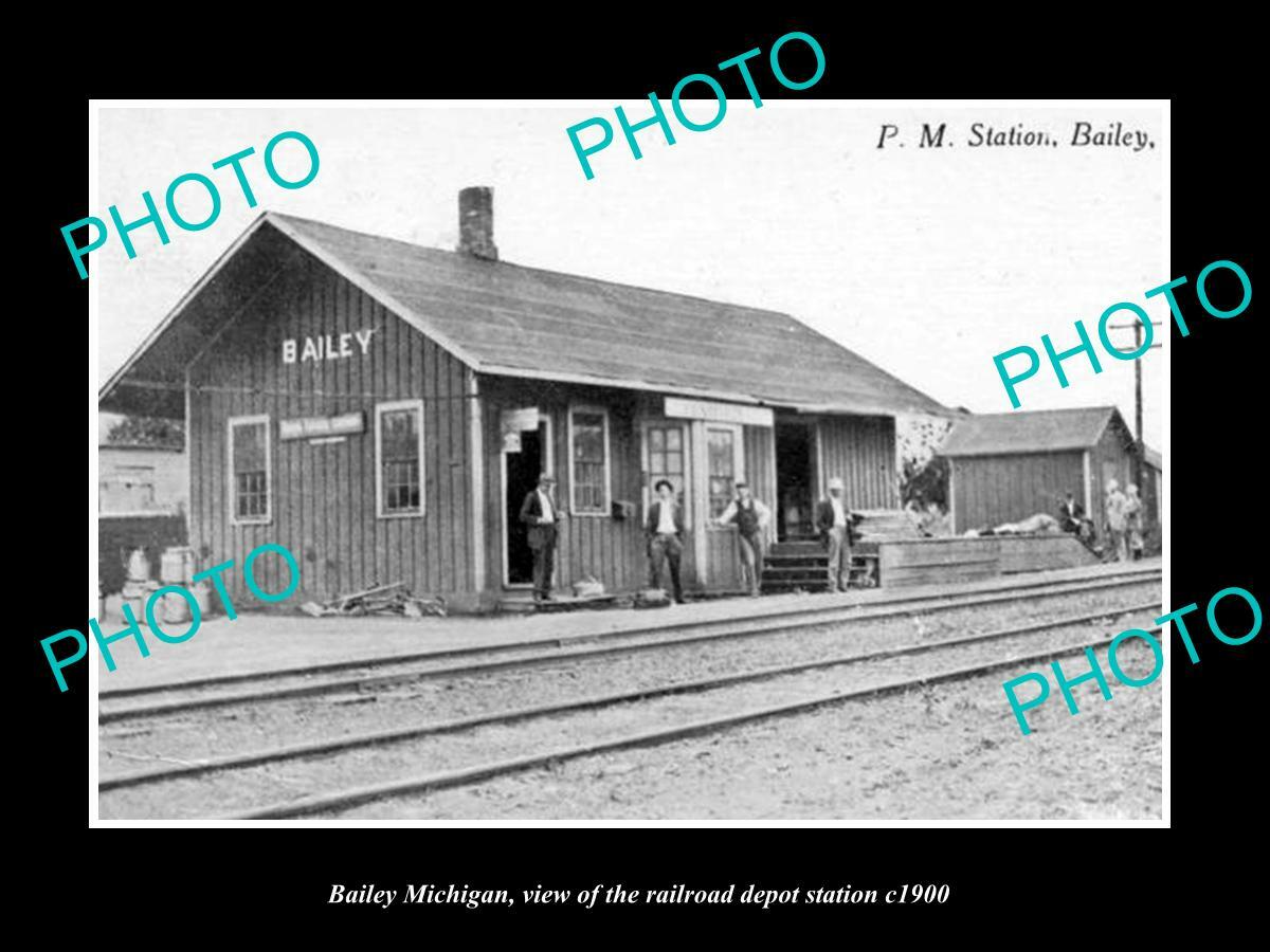 OLD 8x6 HISTORIC PHOTO OF BAILEY MICHIGAN THE RAILROAD DEPOT STATION ...