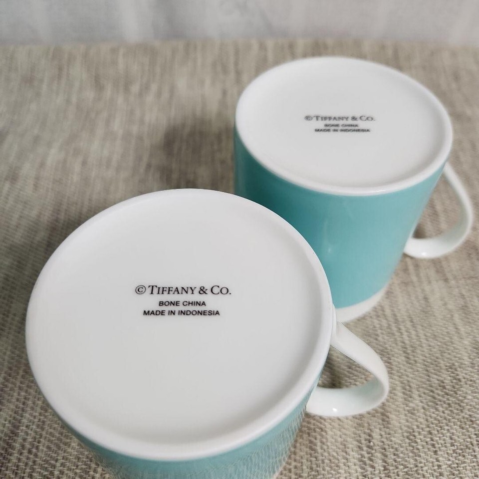 Tiffany&Co Color Block Mug Cup Set Blue White Bone China from JP | eBay
