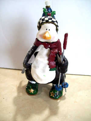 ROMAN Inc Christmas Penguin With Skis Figurine Holiday Decor Paper ...