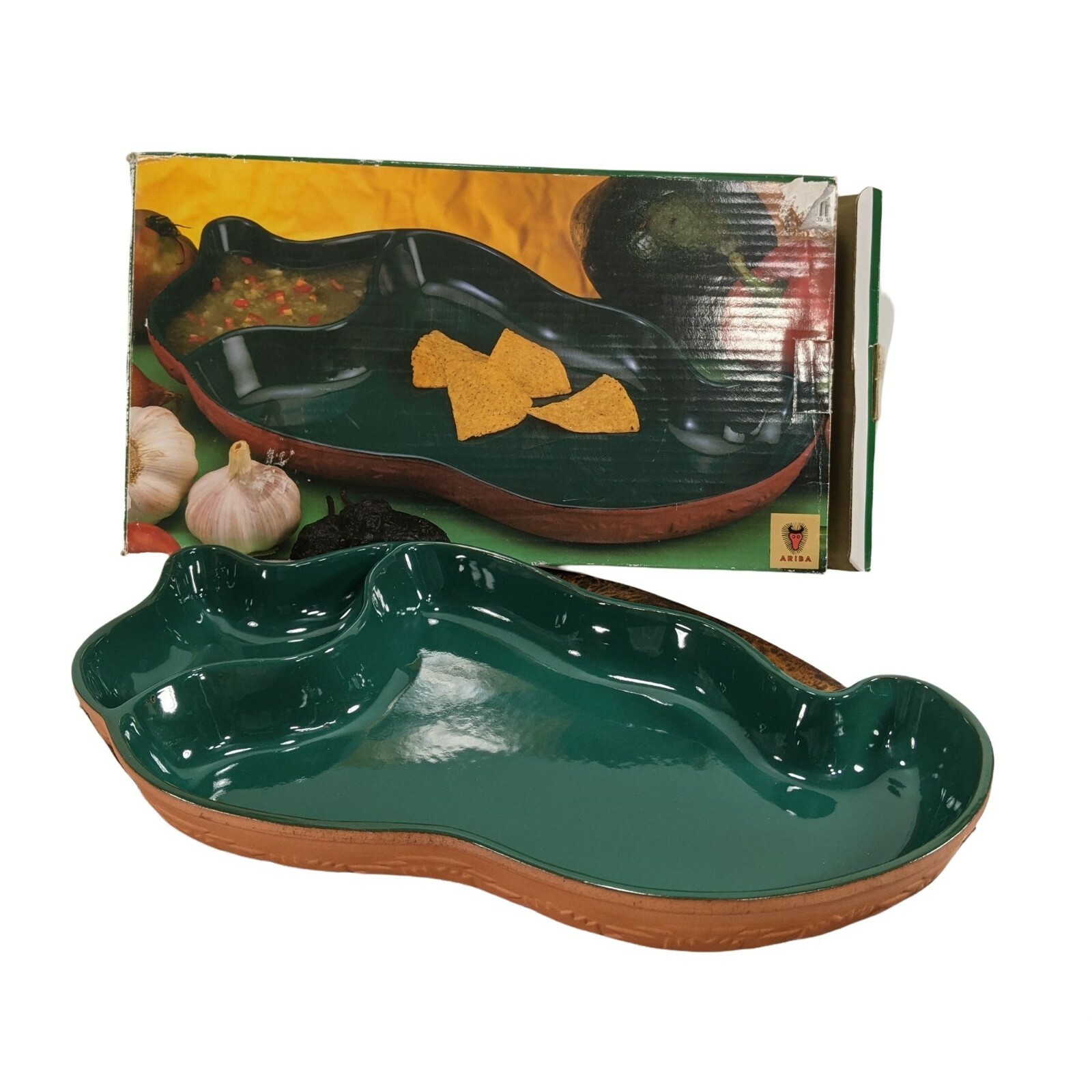 Ariba Glazed Terra Cotta Chili Nachos Mexican Style Chip & Dip Set ...