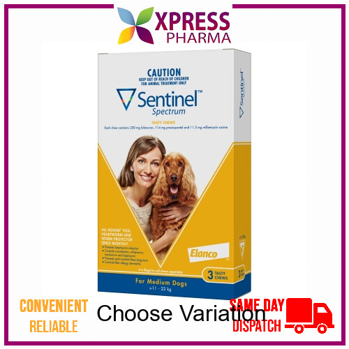 SENTINEL SPECTRUM Flea Heartworm Control for Dog 11-22Kg chew - YELLOW ...