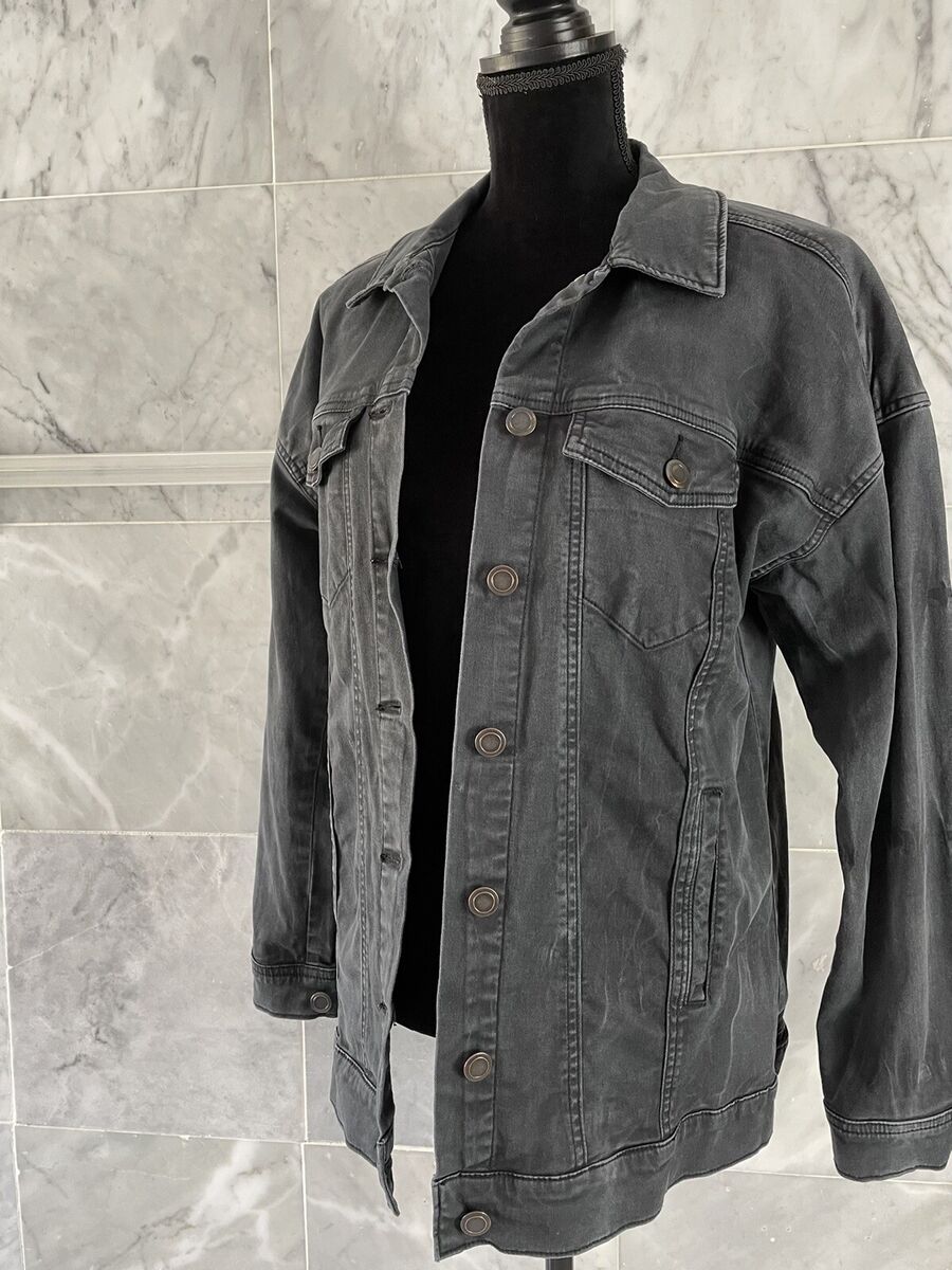 Free People Oversized Washed Black Denim Jacket size Small Free People Oversized Washed Black Denim Jacket size Small