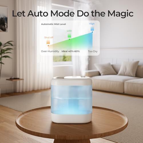 Homvana Humidifier, Super Easy to Clean 5L Top Fill Auto Adapt Cool ...