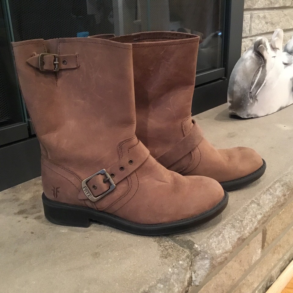 Frye Youth Brown Leather Buckle Boots Girls Size 2.5 | eBay