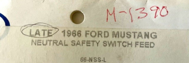 LATE 1966 FORD MUSTANG NEUTRAL SAFETY SWITCH FEED, USA | eBay