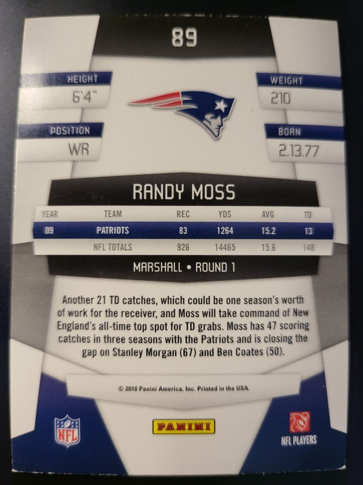 2010 Certified Randy Moss card #89 | eBay