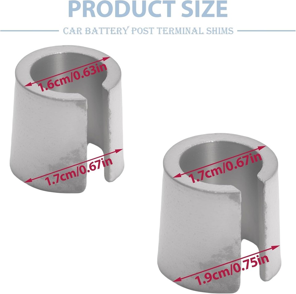 2 Pcs Battery Post Shims Car Battery Terminal Shims Extender Adapter ...