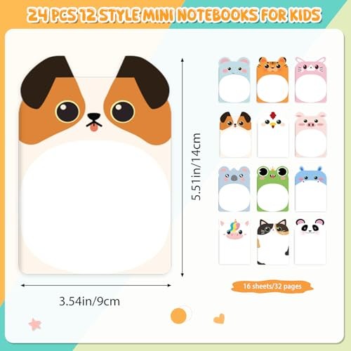 24 Packs Mini Notebooks for Kids, Cute Animal Small Pocket Notepads ...