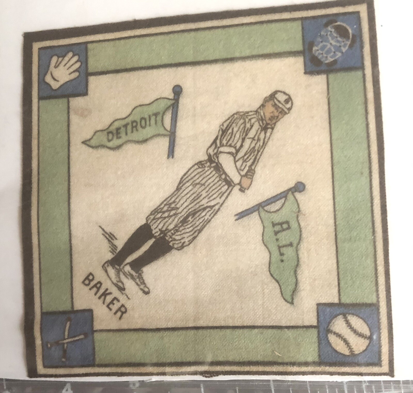 1914 B18 Blanket Baseball: Del Baker AL Detroit Tigers; Player, Felt ...