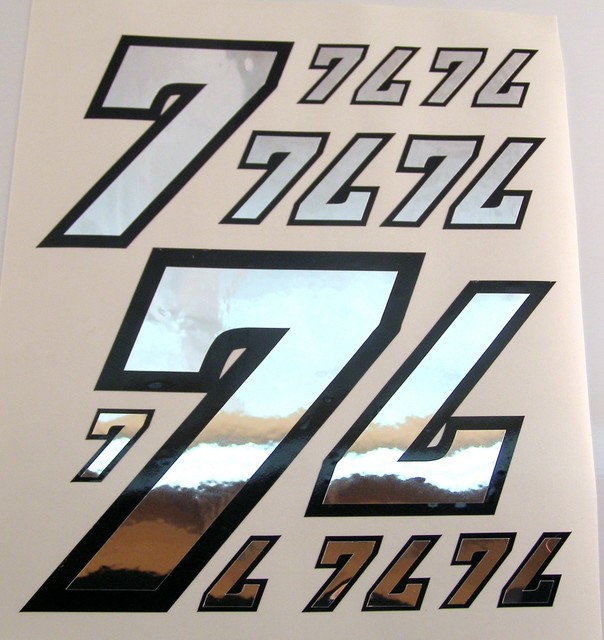 Racing Numbers Number 7 Decal Sticker Pack Silver Black 1/8 1/10 RC ...