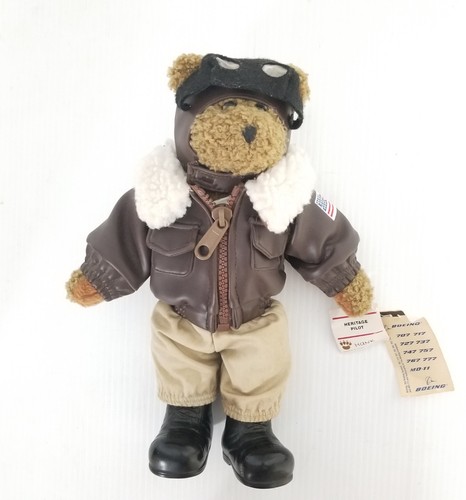 Heritage Hank 1999 Boeing Bear Pilot Plush 11" with Jacket Goggles and ...
