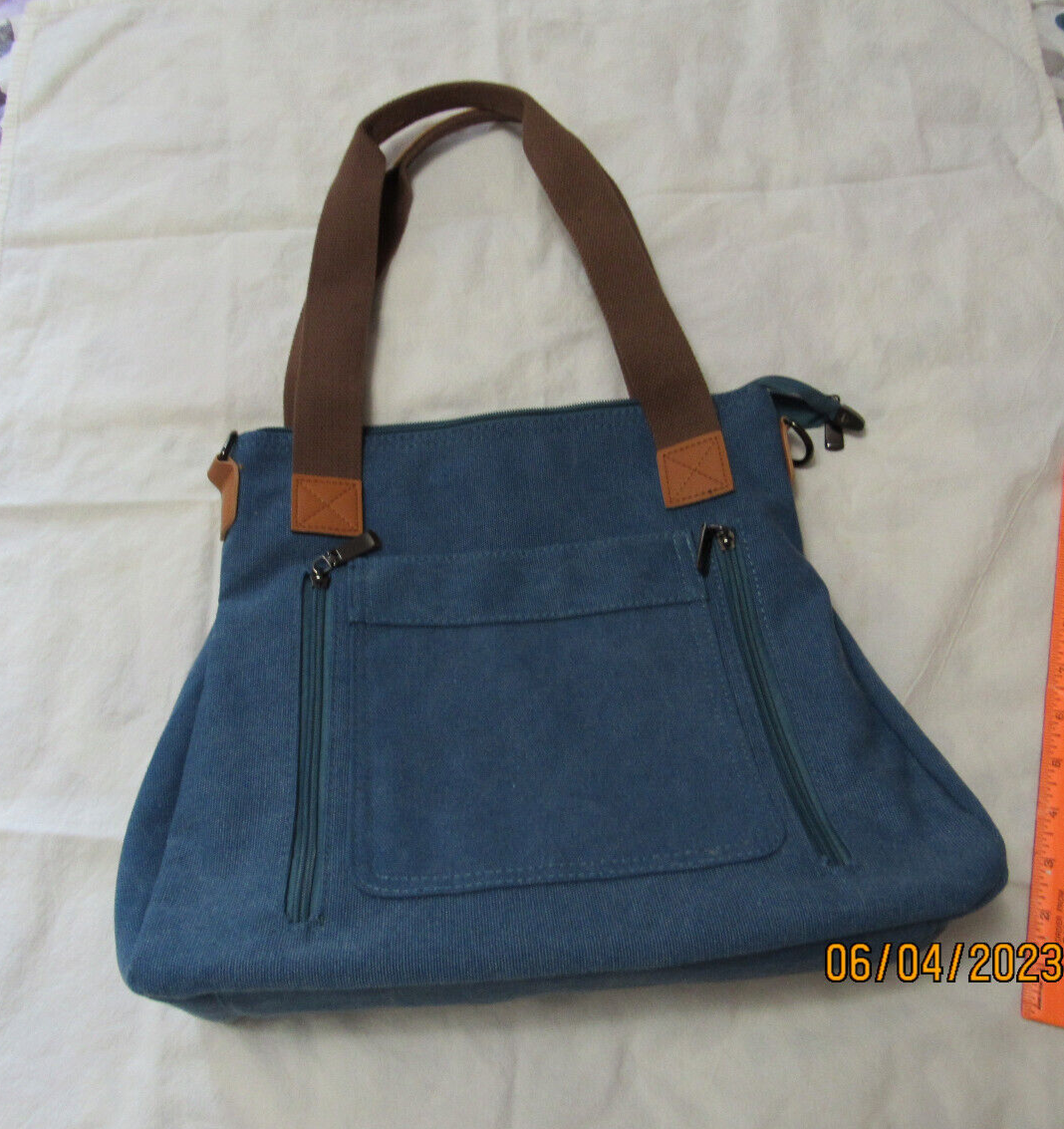Temu Pocket Canvas Handbag/Purse Large Capacity Blue New | eBay