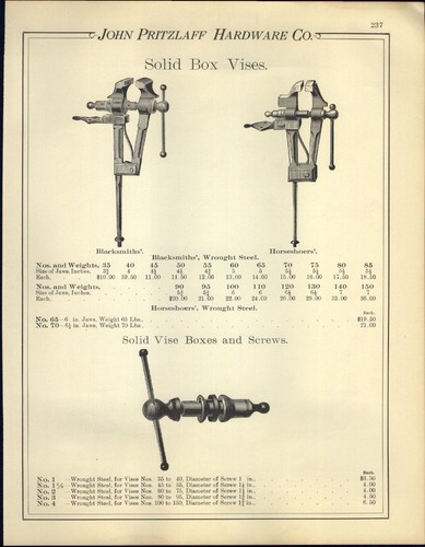 1903 PAPER AD Solid Box Vise Blacksmith Horseshoer Anvil Combination ...