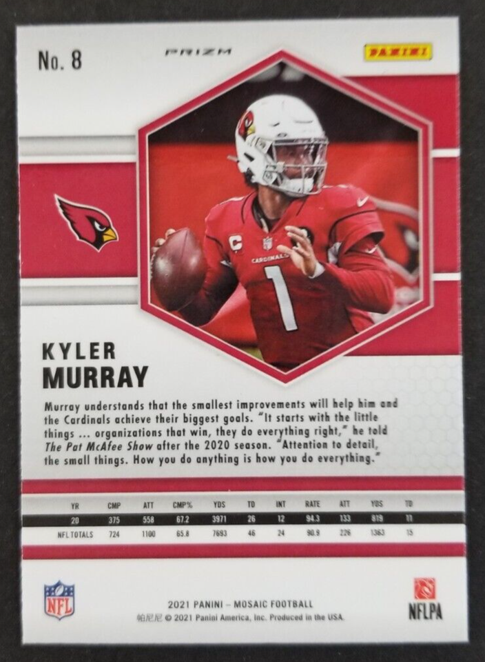 Kyler Murray 2021 Panini Mosaic Football Card #8 (NM) | eBay