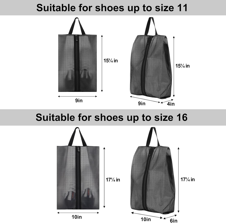 Shoe Bags for Travel, 2 Packs, Waterproof Travel Shoe Bags, Translucent ...