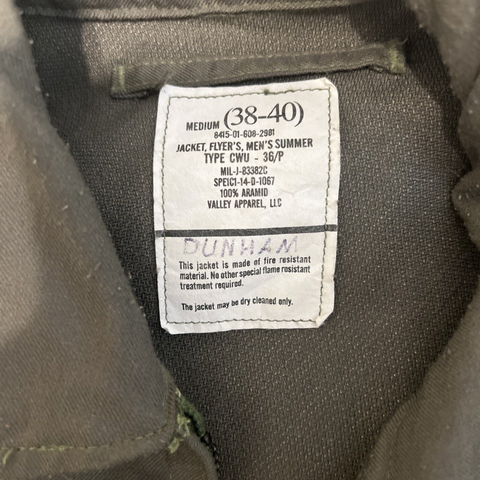 NEW CWU-36/P Pilot Flight Matte Green Jacket Nomex Aramid MEDIUM (38-40 ...