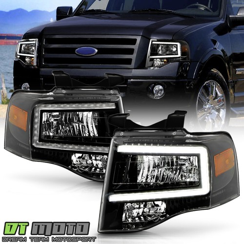 For 2007-2014 Ford Expedition Upgrade Black LED Tube Headlights Pair ...