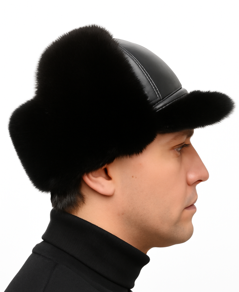 Men's Fur Hat Real Fur Mink Cap Men Ushanka Fur Hat Winter Russian Fur ...