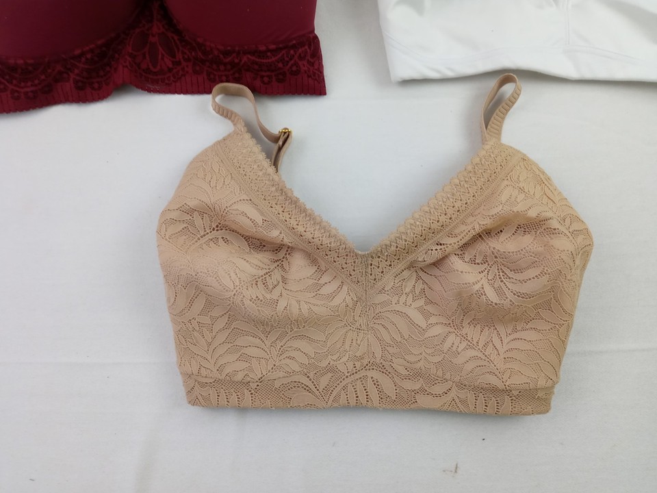 M&S 3pcs Bundle Bra Size 32G Non Wired Beige White Burgundy New F2 ...