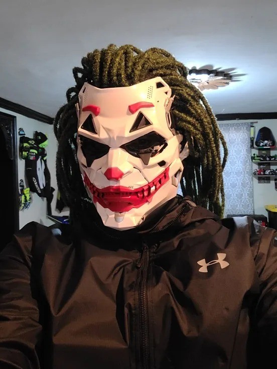 Cyberpunk Joker Mask with Dirty Braids Anime Cosplay Halloween Costume ...