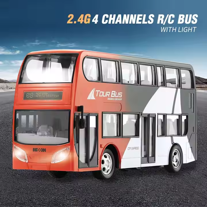 Rc Double Decker Bus Light Up Remote Control Bus Girls Boys Red London ...