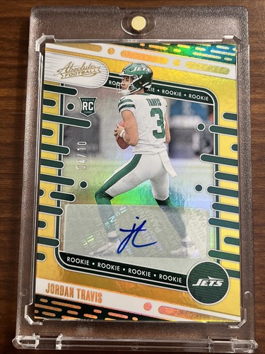 2024 Panini Absolute Jordan Travis auto gold #4/10 New York Jets RC ...