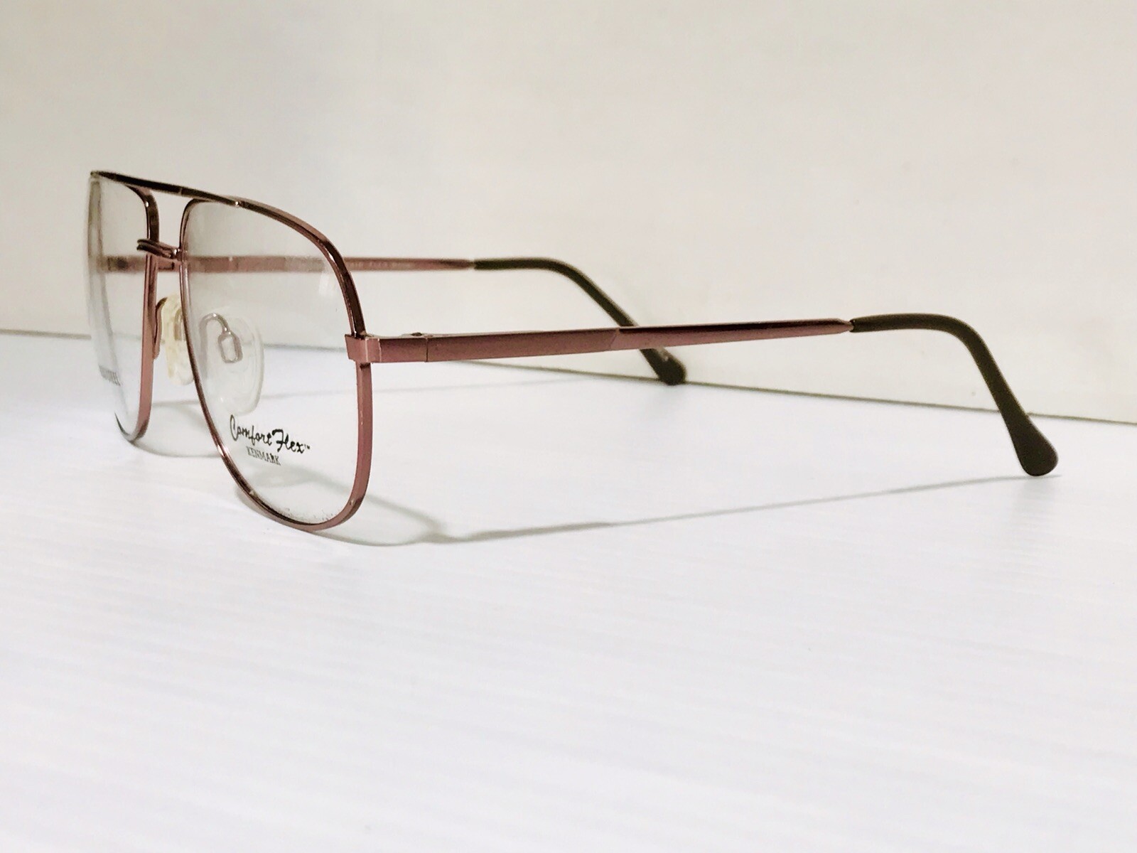 KENMARK FLEX 55mm SQUARE BROWN METAL MEN'S EYEGLASSES OPHTHALMIC FRAME ...