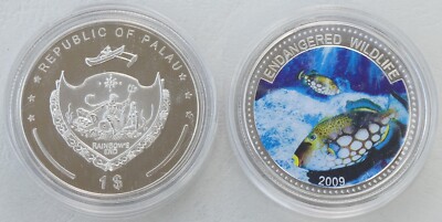 Palau 1 Dollar Coloured Coin 2009 Endangered Wildlife Leopard ...