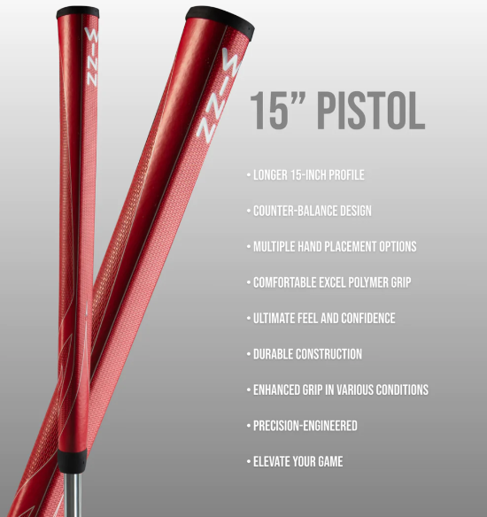 1 Winn Red Long 15-Inch Pistol Excel Counter Balance Putter Golf Grip ...